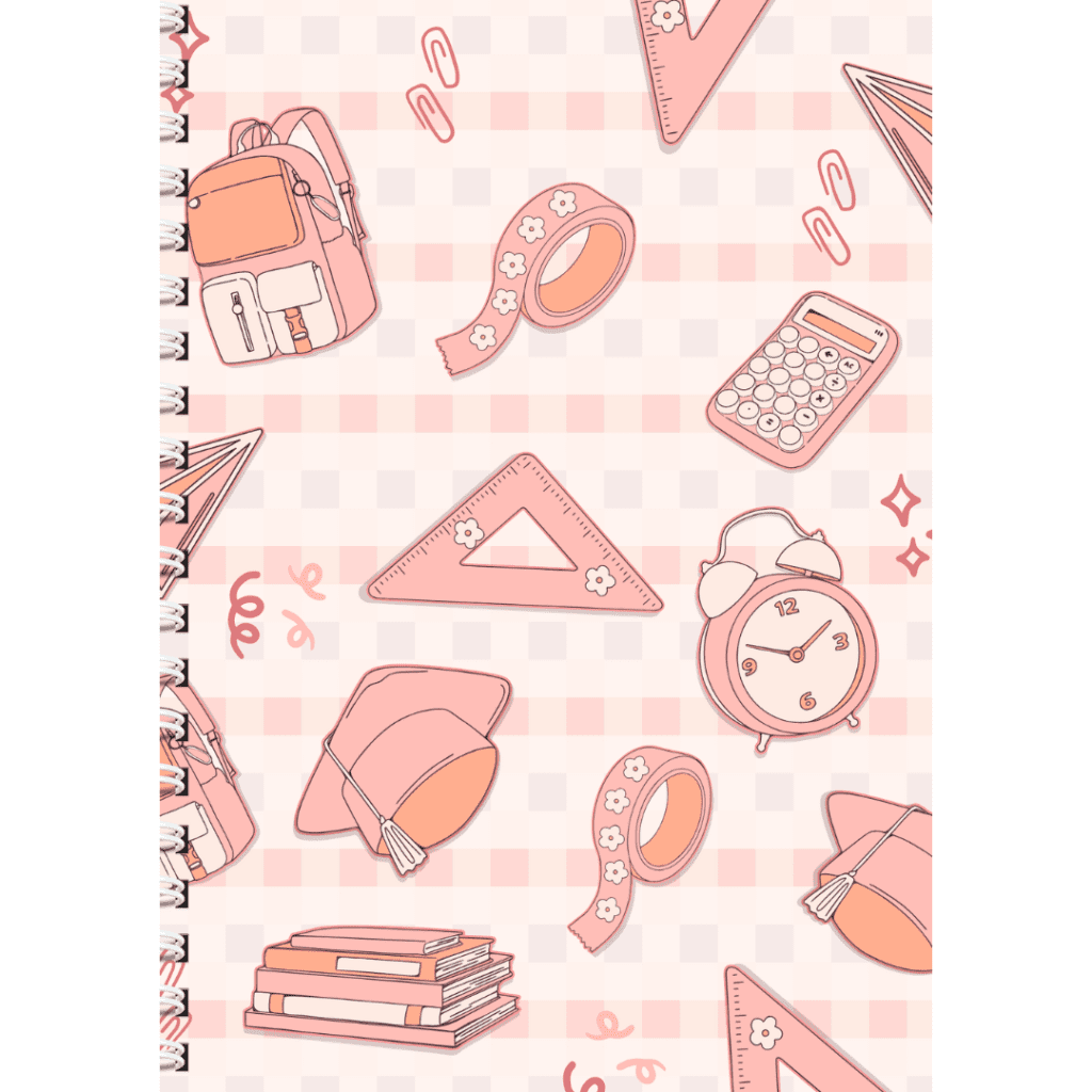 School Supplies Pattern Register Notebook