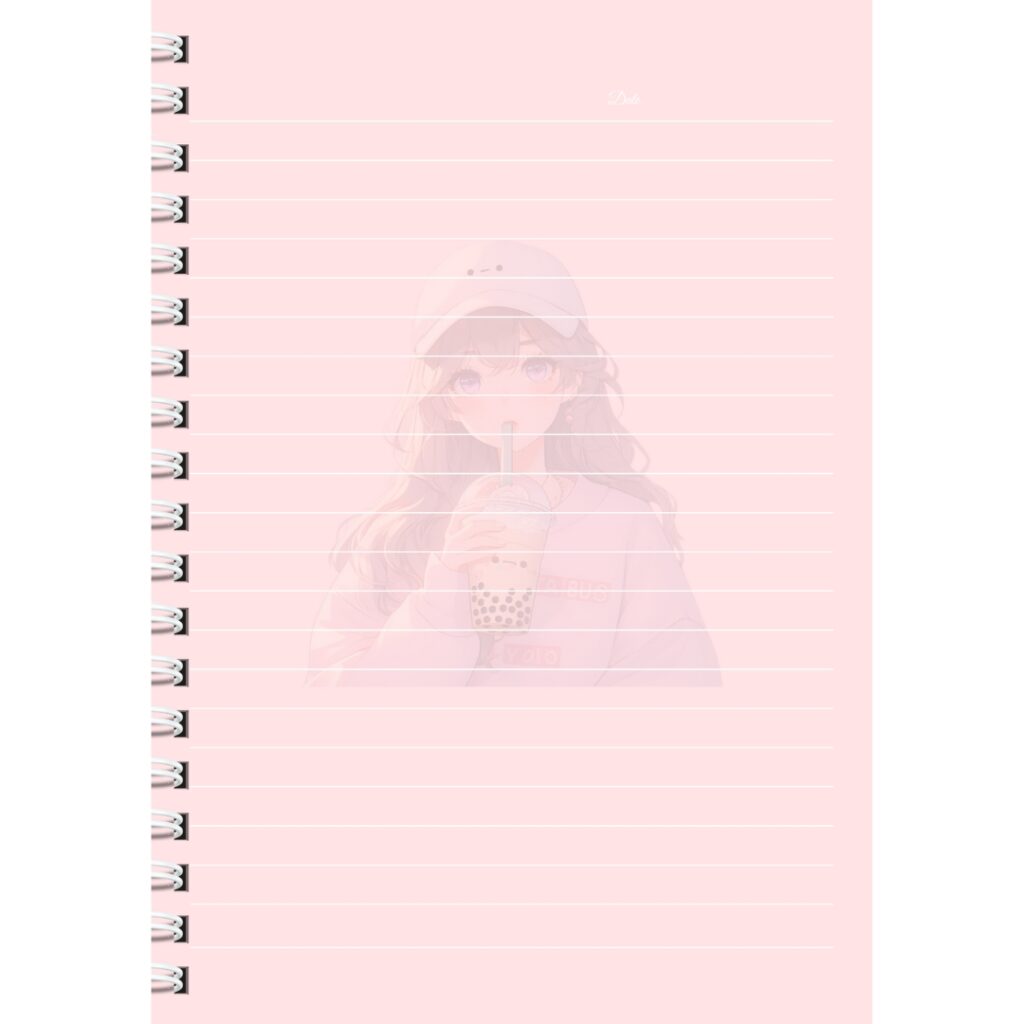Cute Anime Girl Diary Journal Notebook- Boba Tea /Bubble tea Notebook ...